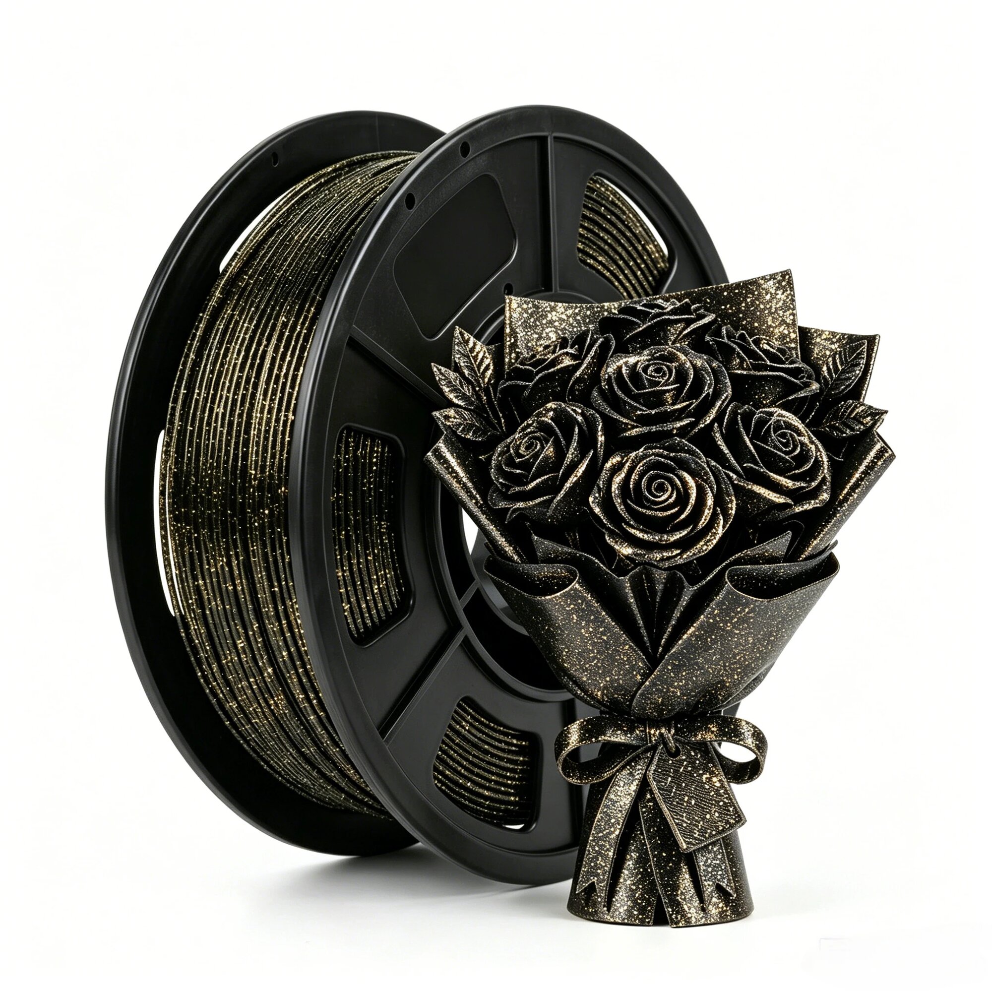 MANLANG Galaxy Glitter PLA filament 1.75мм синий с золотым блеском 250г black Glitter Gold