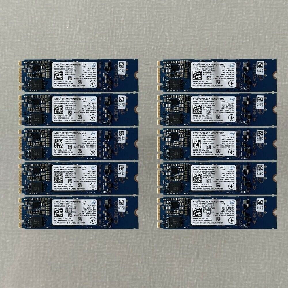 10 шт Intel Optane Memory M10 SSD M.2 2280 16 ГБ MEMPEK1J016GA PCIe 3.0 Xpoint NVMe