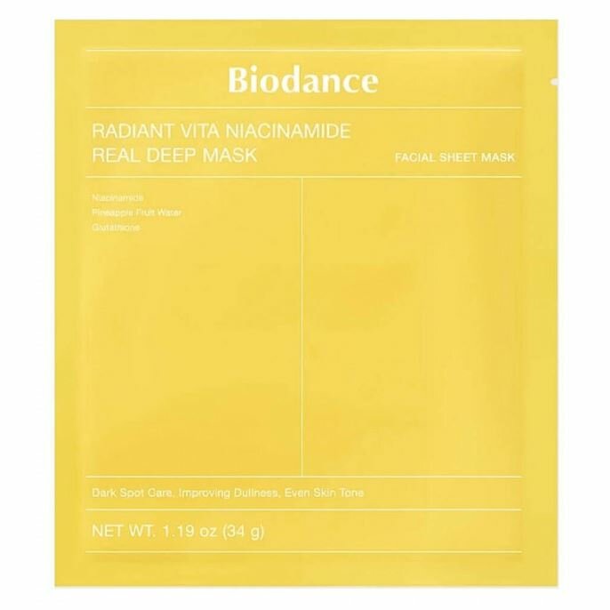 Маска Biodance Vita Niacinamide Radiant Vita Niacinamide Real Deep Mask, Гидрогелевая маска для лица с ниацинамидом для сияния кожи, 34г*4