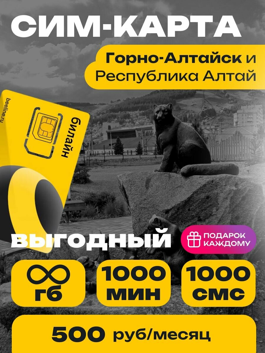 Сим-карта Билайн тариф Выгодный Республика Алтай Безлимитный интернет и 1000 минут за 500 руб.