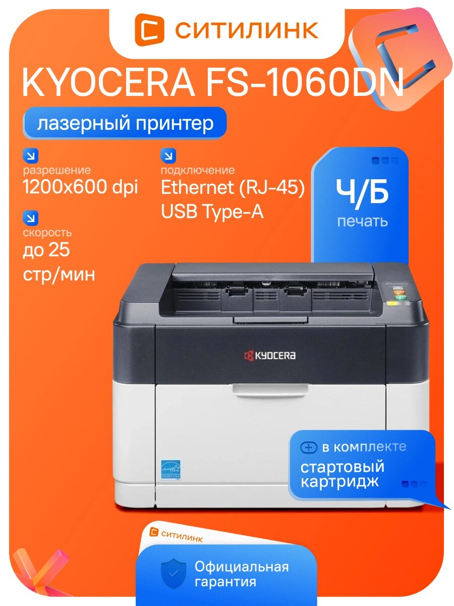 Принтер лазерный Kyocera FS-1060DN черно-белый A4