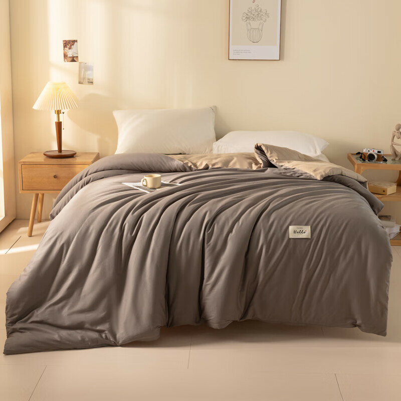 Набор одноразового пухового одеяла MUJI 150x200 см зима 5 цзинь класс А Цвет：Светло-бежевый хлопковый чехол и