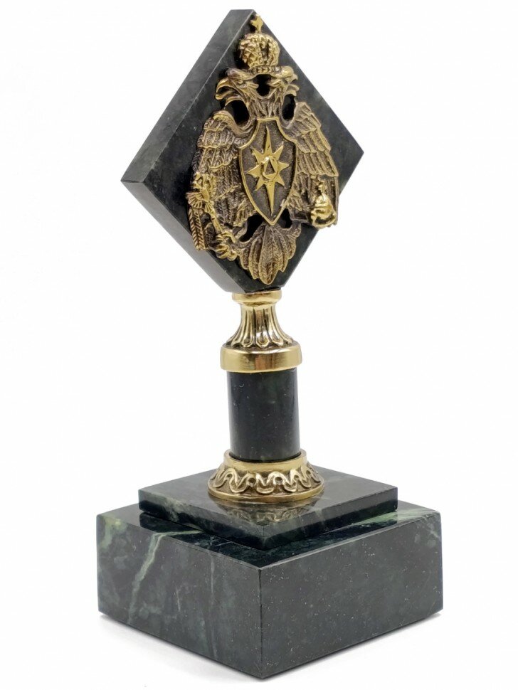 Статуэтка "Герб МЧС", бронза, змеевик (15 см)
