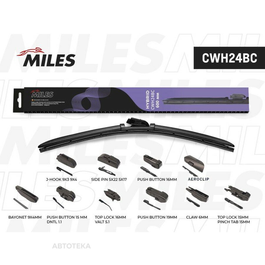 Щетка с/о гибридная 600мм (10 адаптеров) MILES CWH24BC