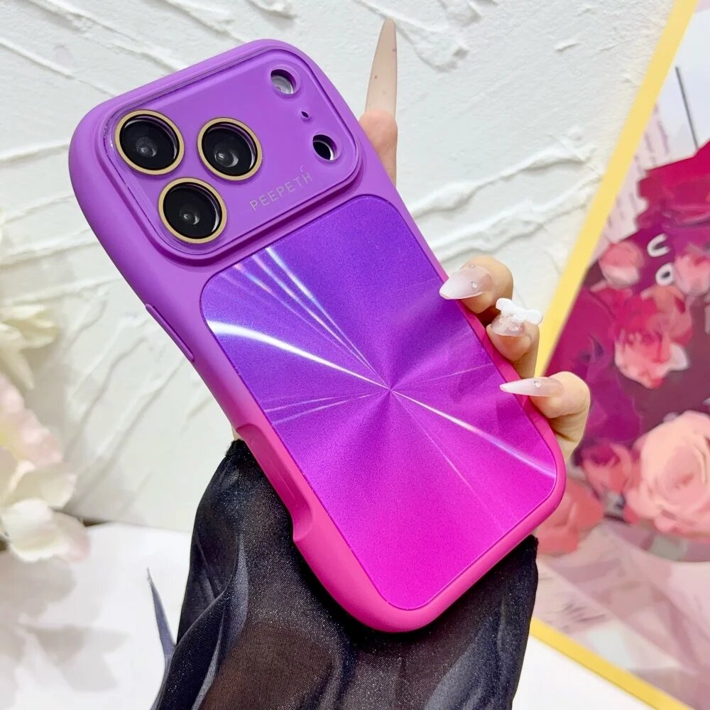 Чехол Dreamy Aurora Gradient Laser для iPhone 17, 13, 14, 15, 16 Pro Айфон 15, Фиолетовый, Purple