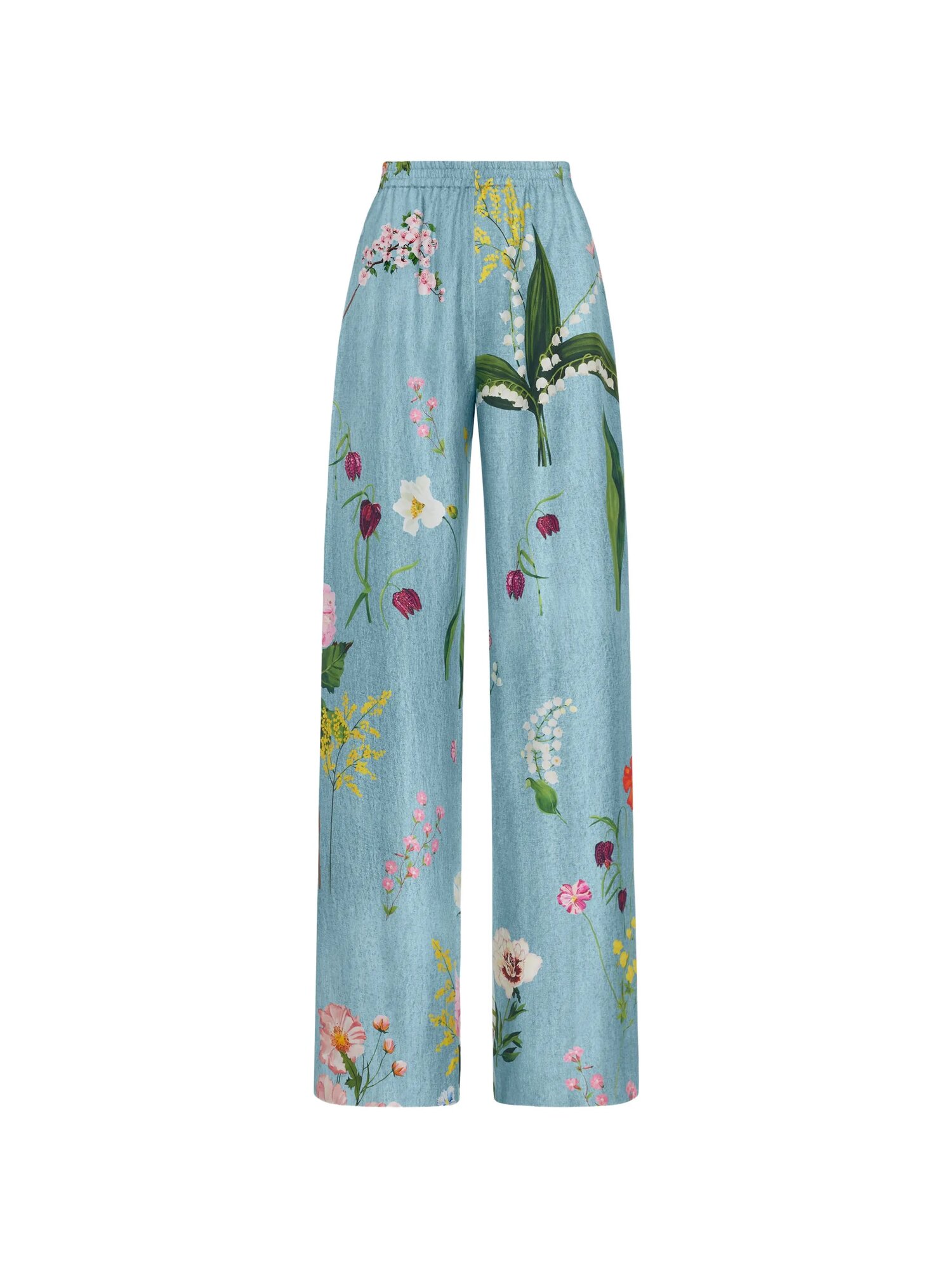 Брюки Floral-print silk palazzo pants