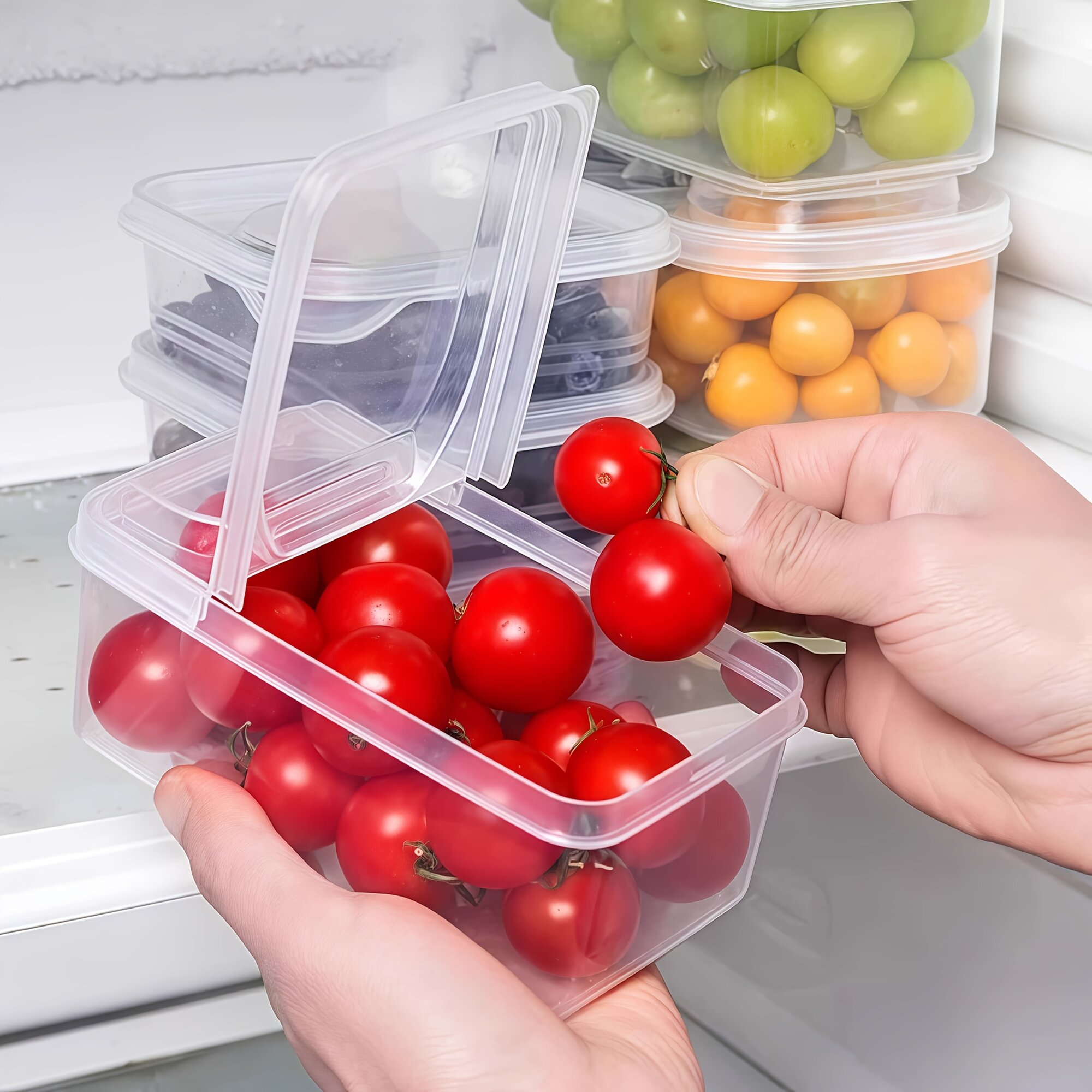 Разделенный контейнер для хранения продуктов из пищевого полипропилена с крышкой, прозрачный герметичный бокс, усиленный, одинарный (1 шт.)