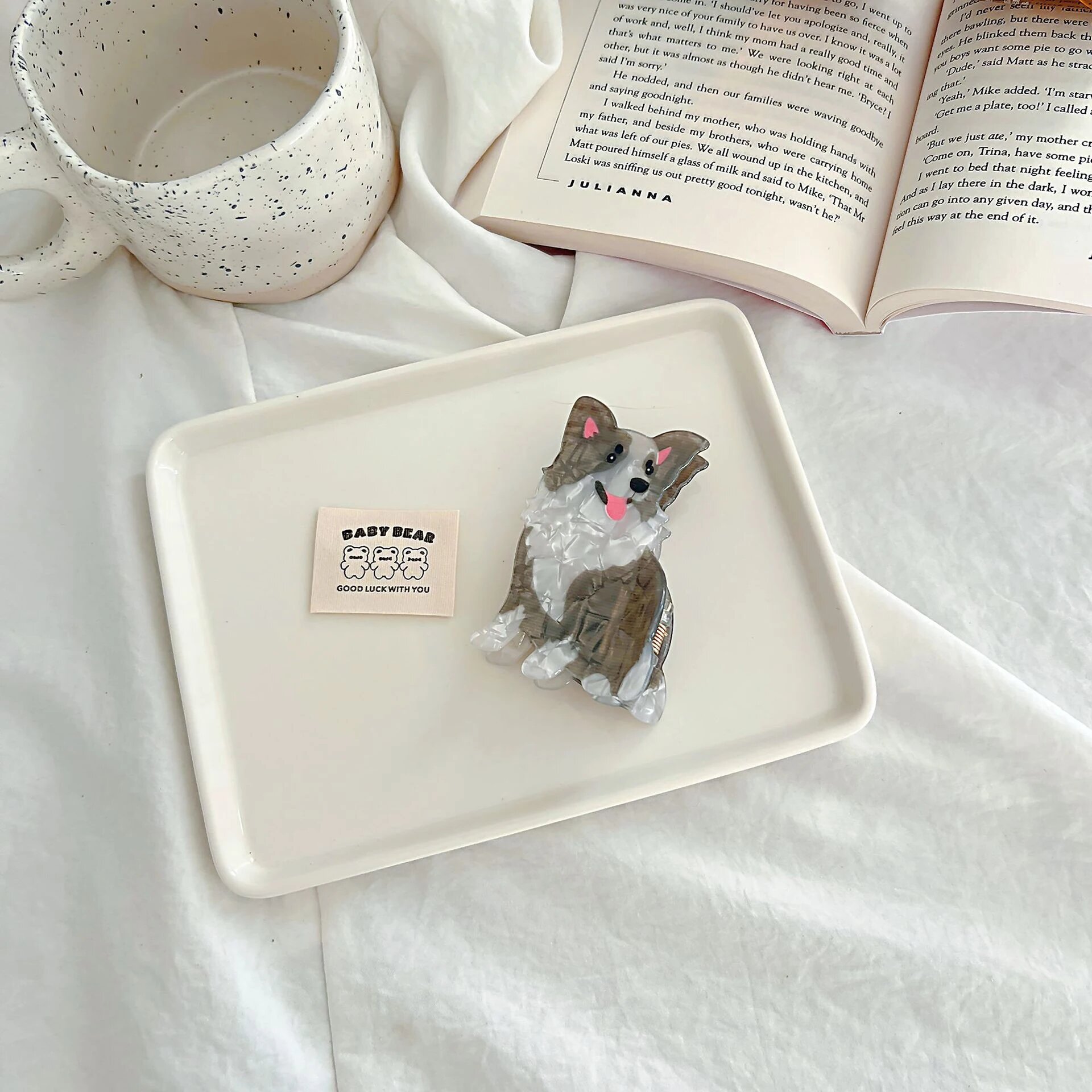 Заколка Puppy, бордер колли, Gray border shepherd