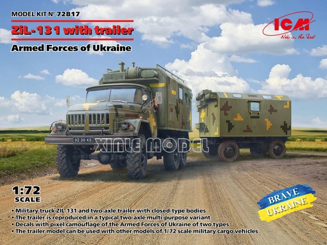 Пластиковый модельный набор ICM ЗИЛ-131 с прицепом 1/72