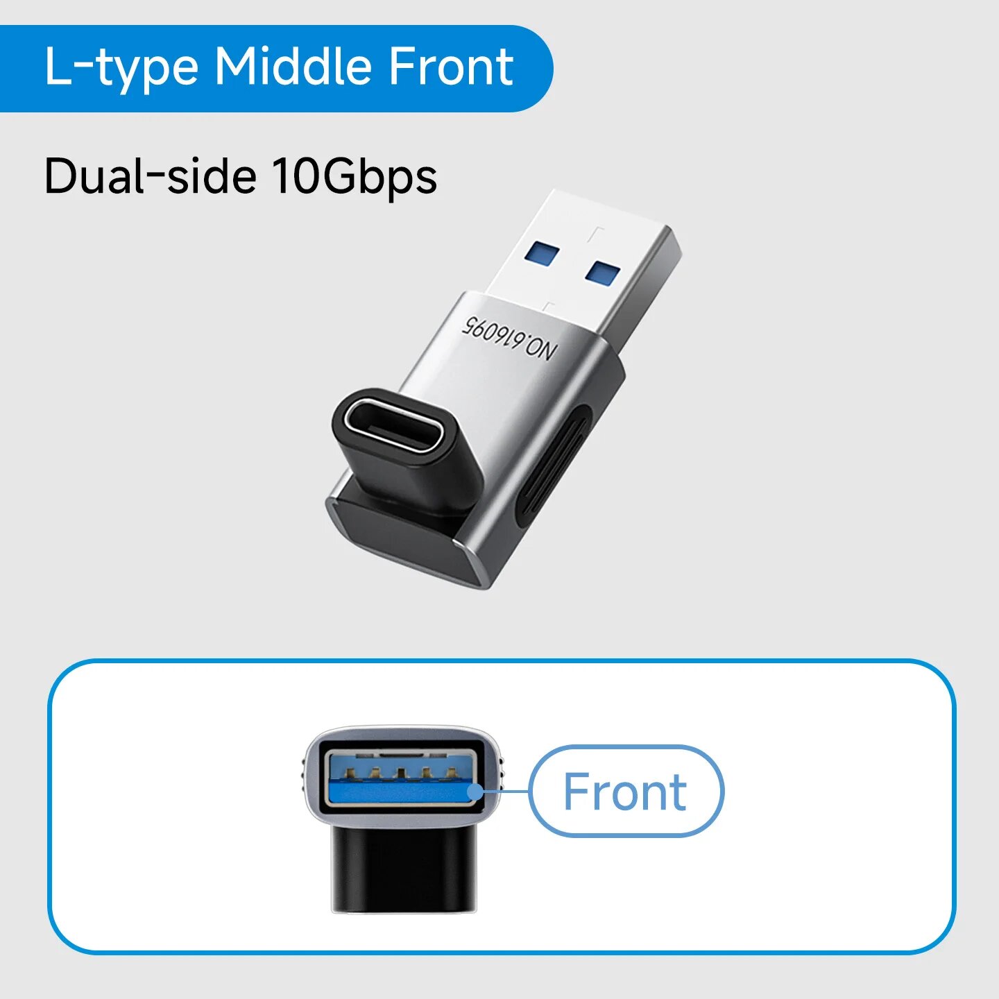 Hagibis USB-C - USB-A Конвертер Middle L Front 10 Гбит/с