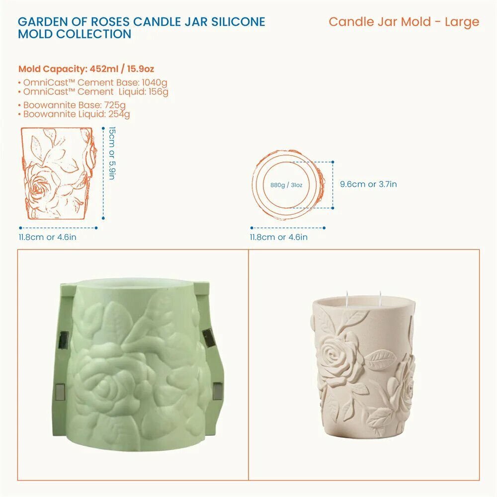 Формы для свечей Boowan Nicole Garden of Roses из силикона large