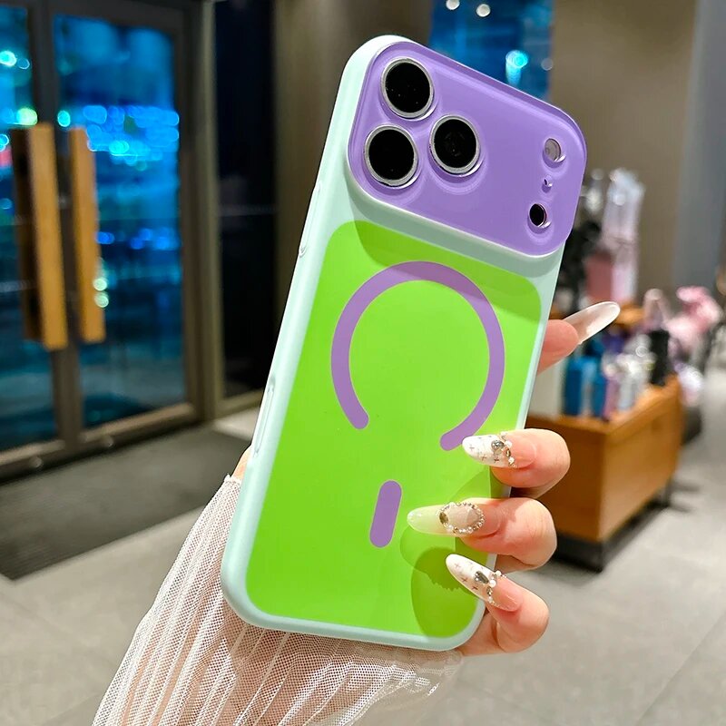 Двухцветный магнитный чехол Dopamine для MagSafe для iPhone 17 16 iPhone 16 Pro Max, Зеленый, Green