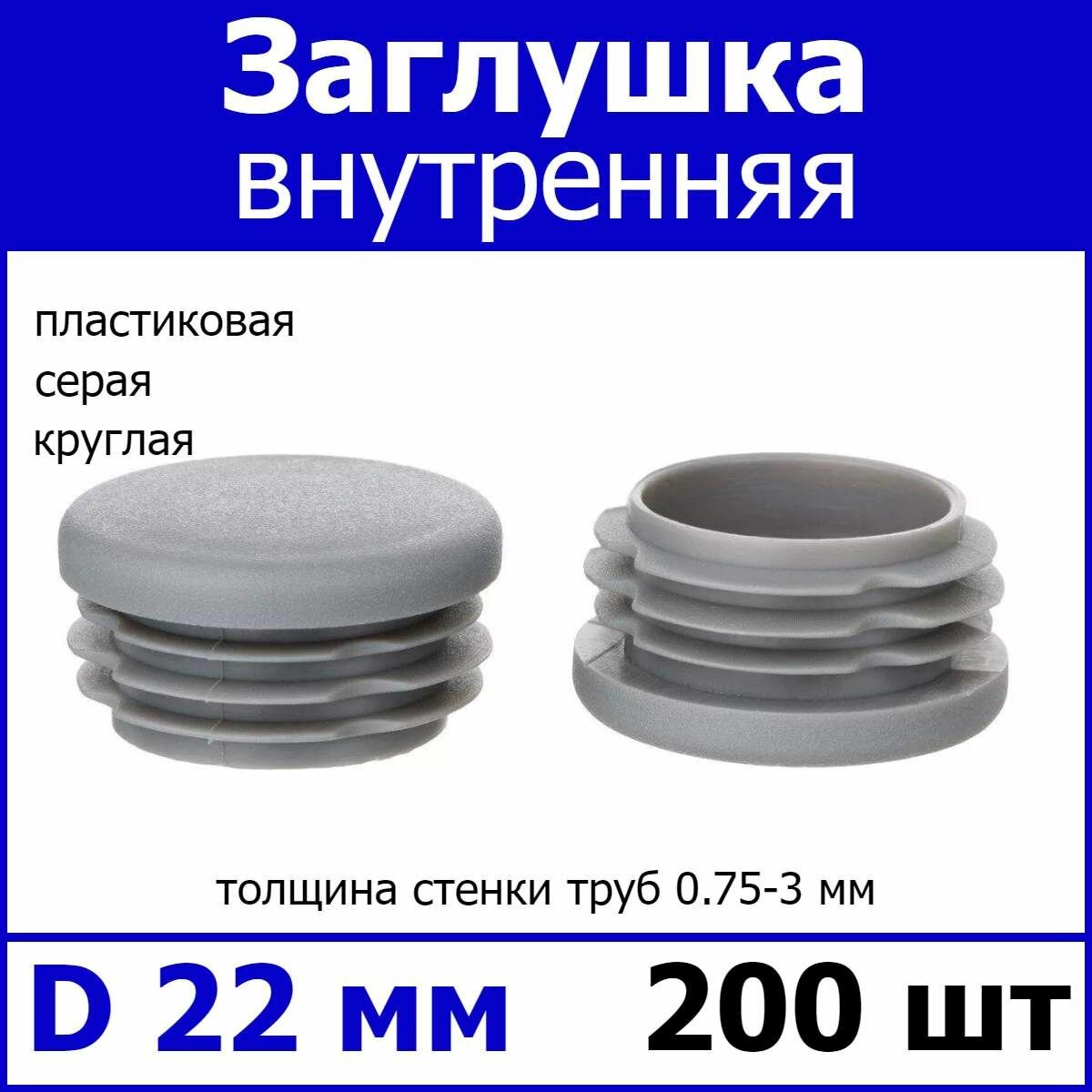 Заглушка для профильной трубы диаметр 22 серая 200шт