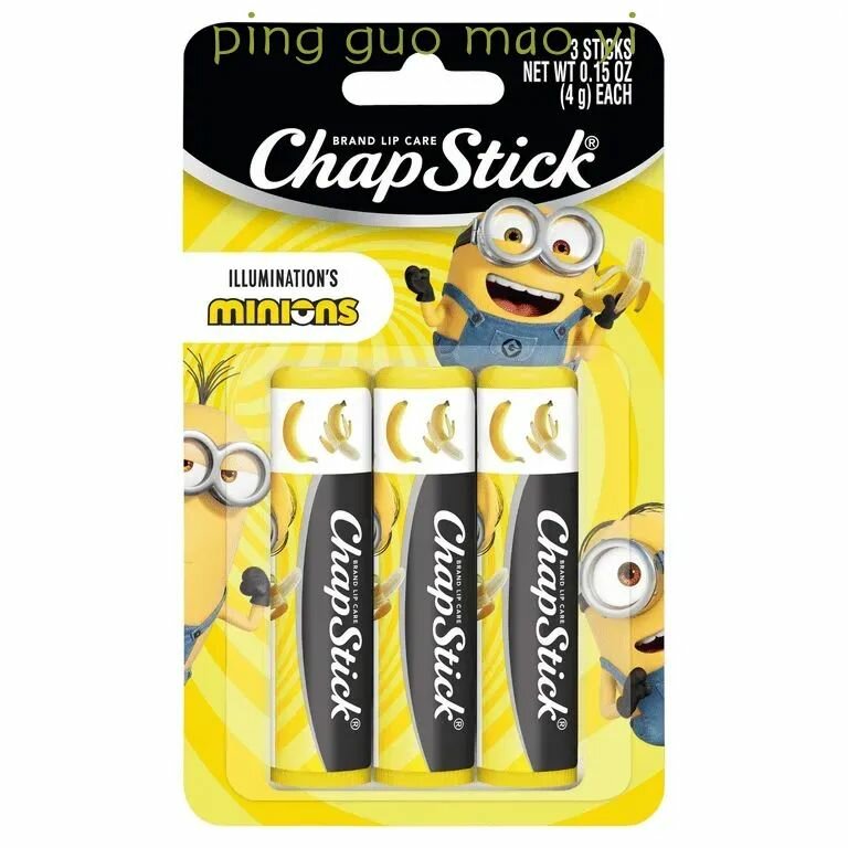 Увлажняющий бальзам для губ ChapStick Minions со вкусом банана, 3 шт по 4г. США банановый набор 3 штуки 4 грамма