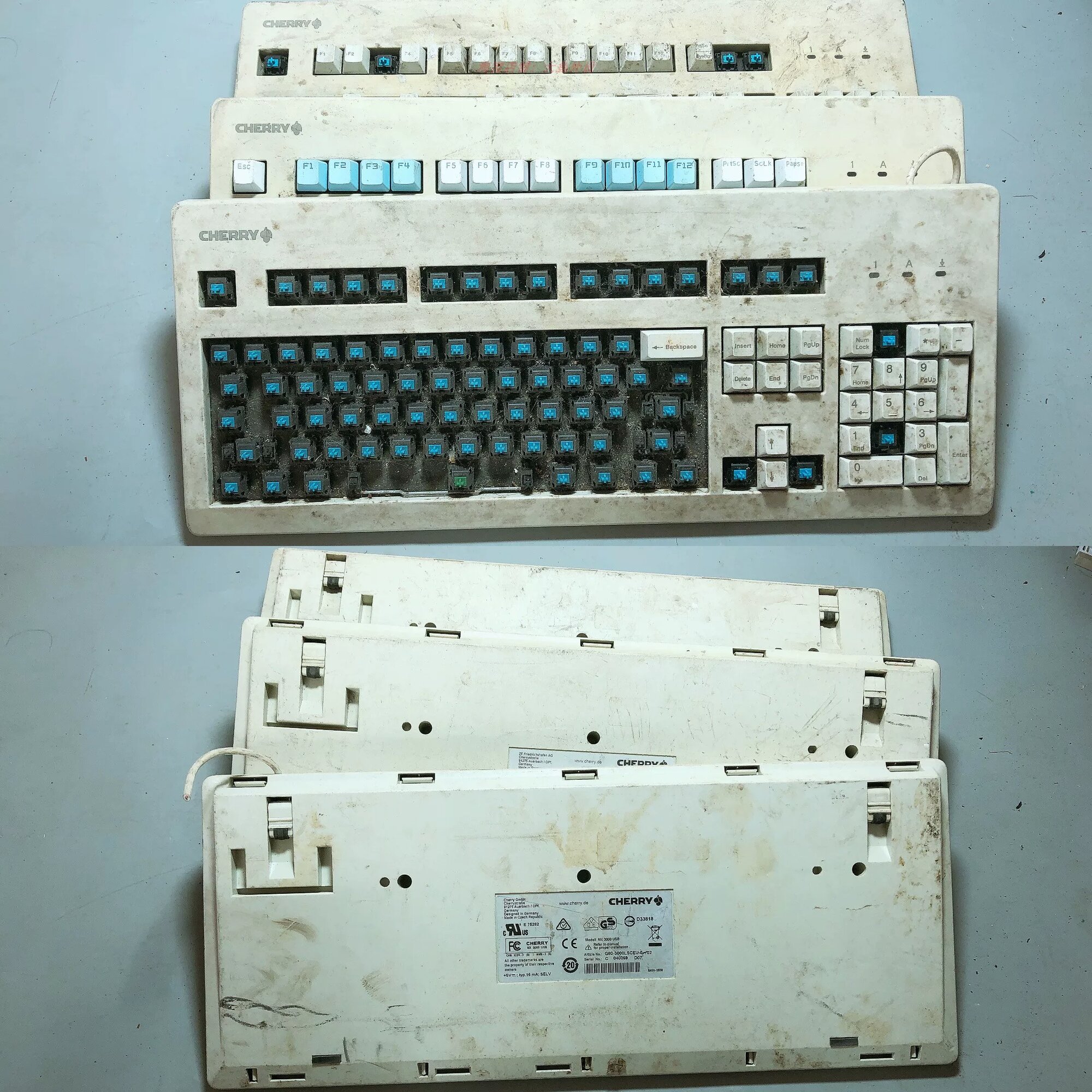 Белая механическая клавиатура G80-3000 с переключателями Cherry Blue, без колпачков, набор для ремонта