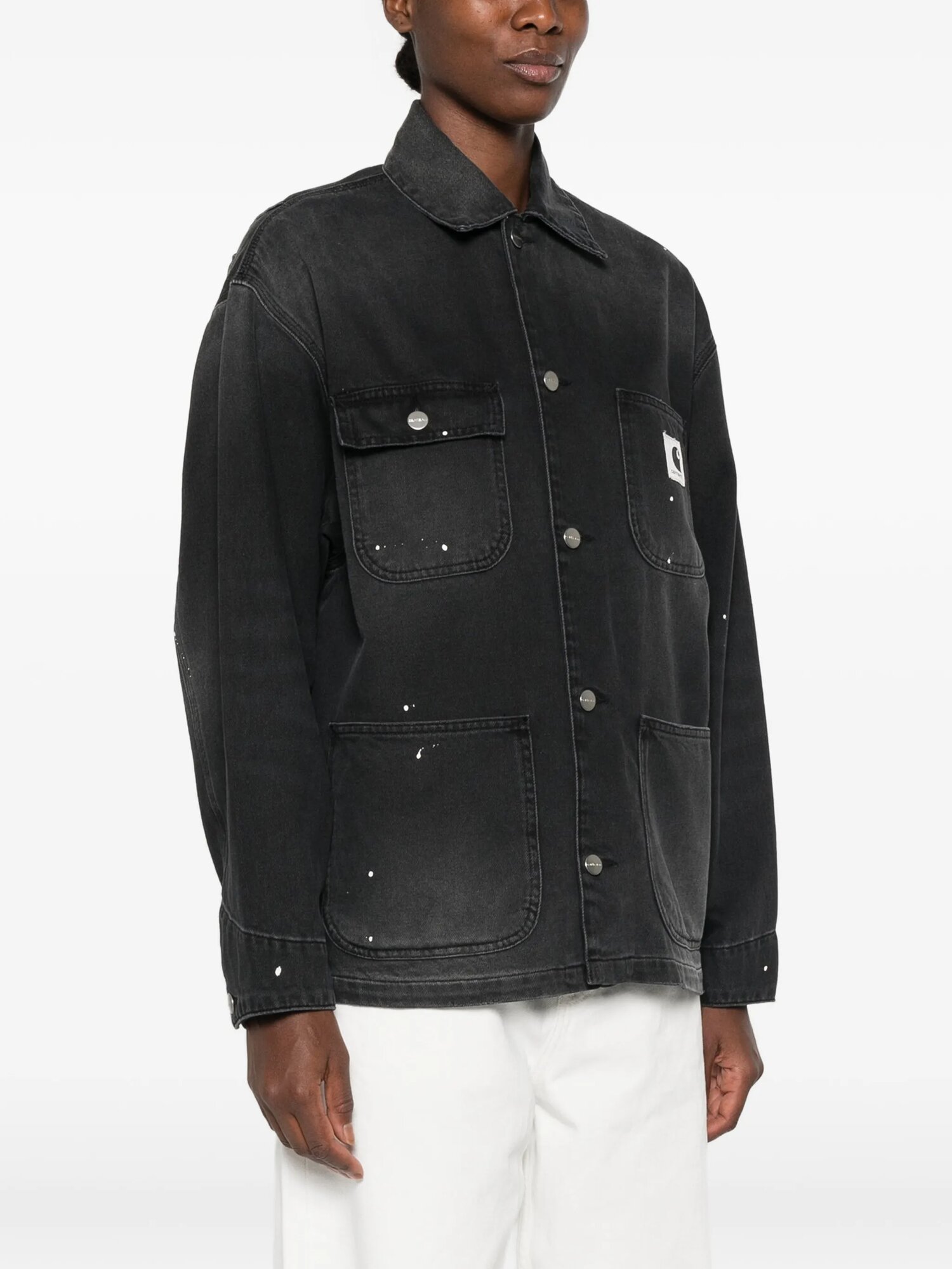 Куртка Carhartt WIP Michigan paint-splatter denim jacket, размер 42 — фото 1