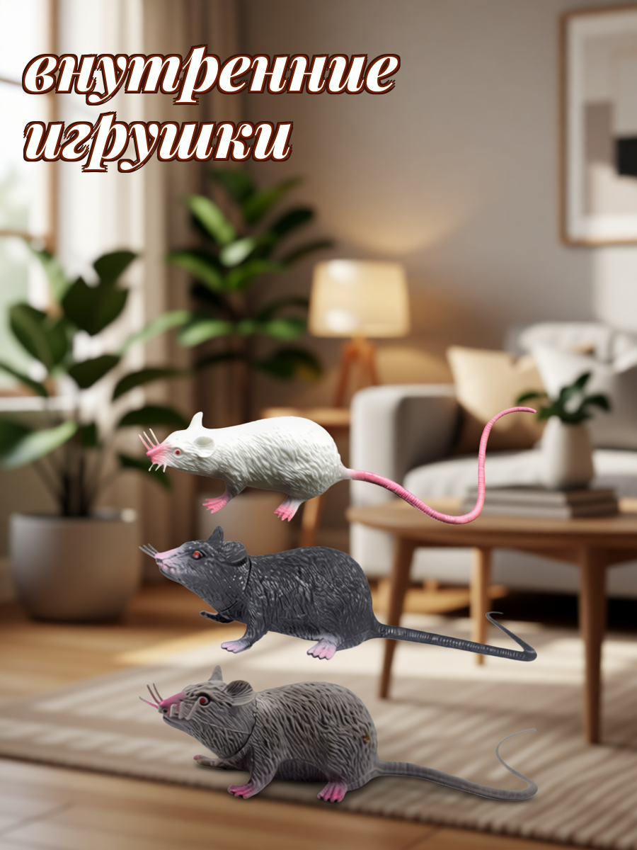 3 Штуки Игрушечные Мыши Веселые Призы Для Праздников Хэллоуин Компактный Размер 22.00X4.00X4.00Cm