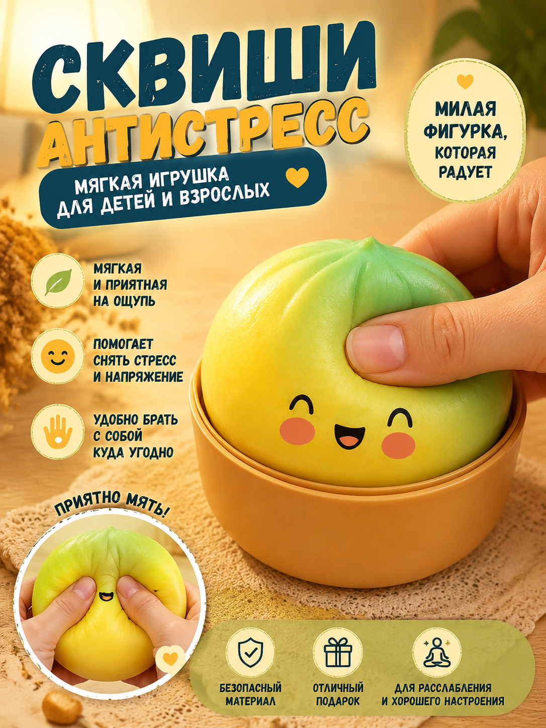 Сквиши антистресс игрушка, мягкая игрушка для снятия стресса, милая фигурка для детей и взрослых