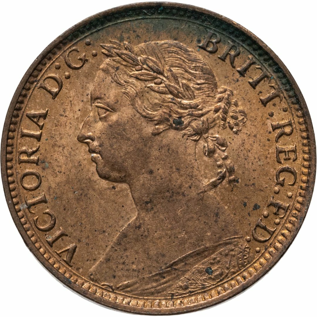 Великобритания 1 фартинг farthing 1881, Бронза, в сохранности AU-UNC