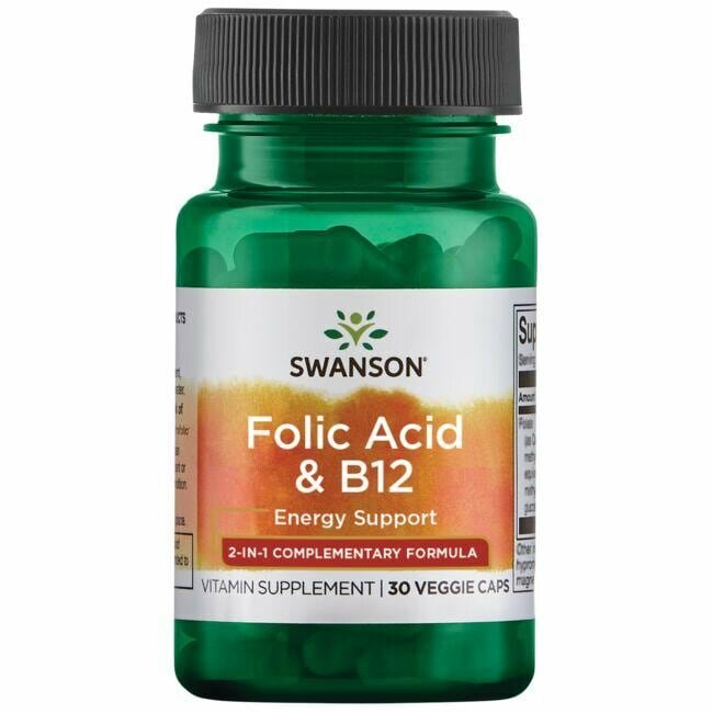 Витамины Swanson Folic Acid & B12 30 капс.