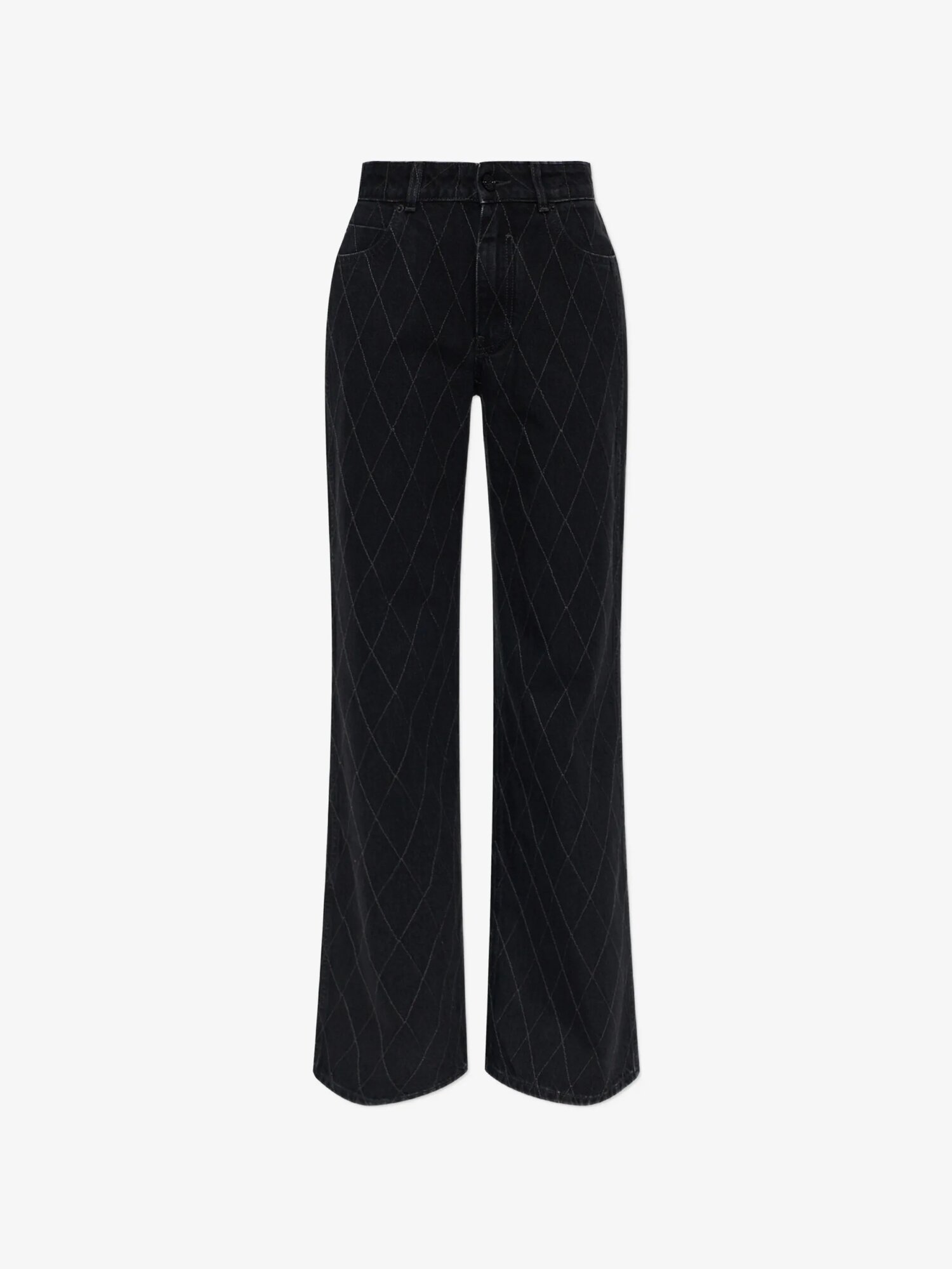 Джинсы BALMAIN Diamond-quilted wide-leg jeans