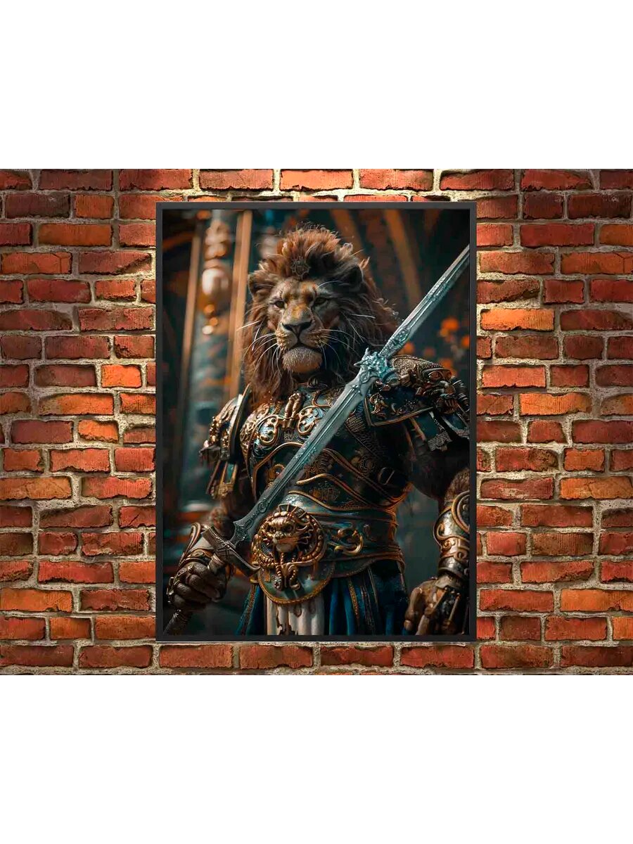 Лев-животное-гладиатор 3, Плакат 30x42см