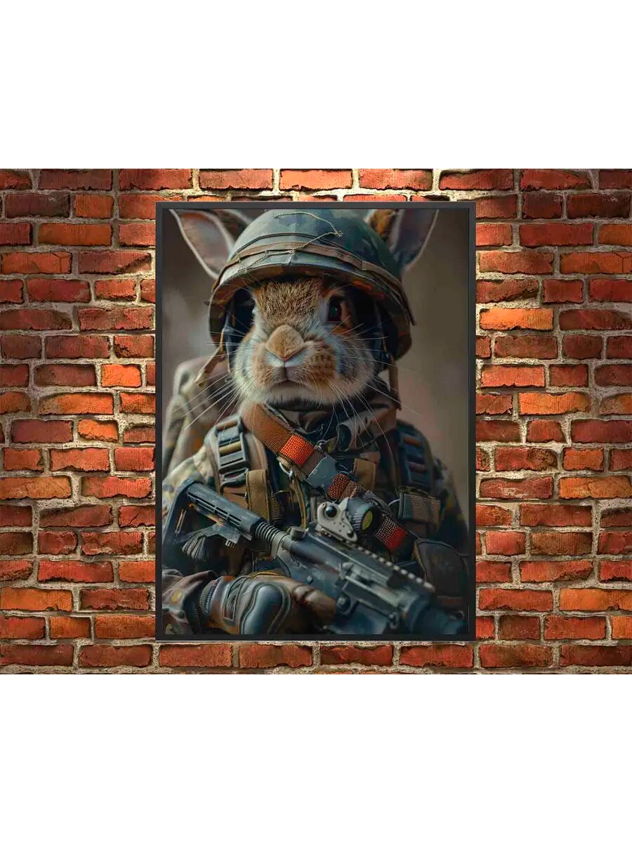 Кролик-животное-солдат 4, Плакат 30x42см