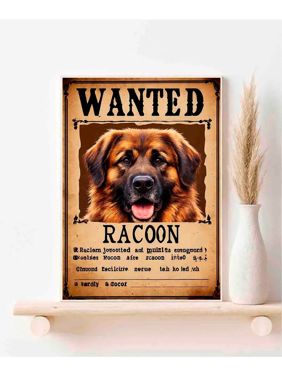 Собака породы тибетский терьер, Wanted, Плакат 30x42см