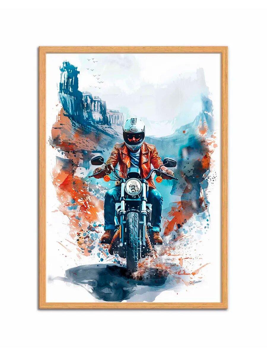 Панда-животное-байкер 5, Плакат 30x42см