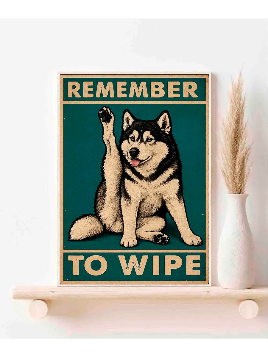 Аляскинский маламут, Remember To Wipe, Плакат 30x42см