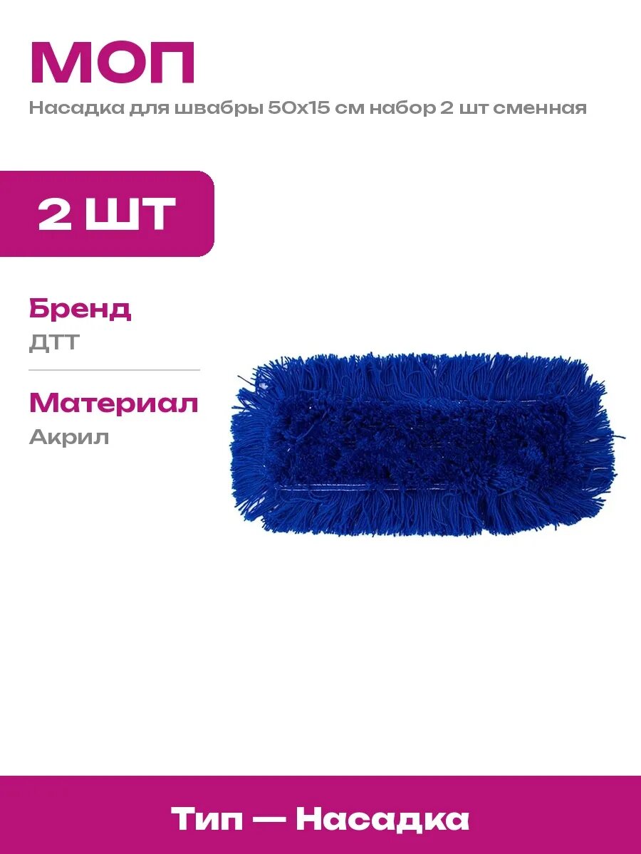 Насадка для швабры 50х15 см акриловая 2 шт для пола