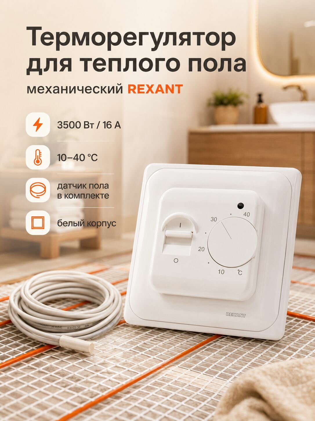 Терморегулятор для теплого пола термостат механический REXANT