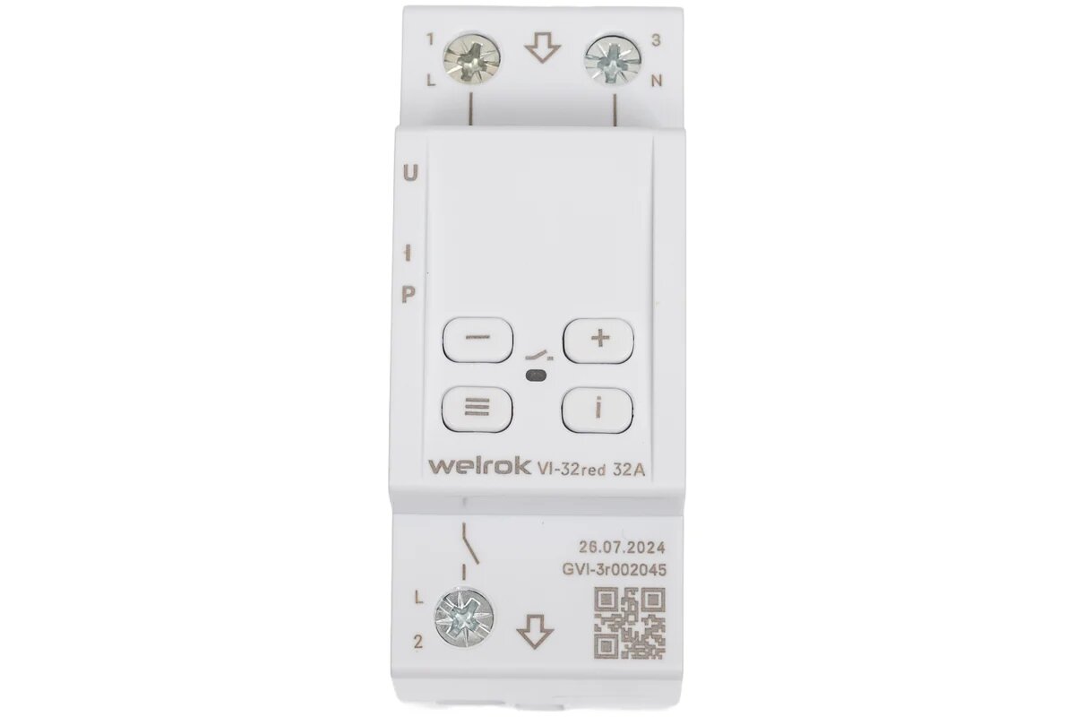 Реле напряжения Welrok VI-32 Red, для однофазной сети, 32А, IP20