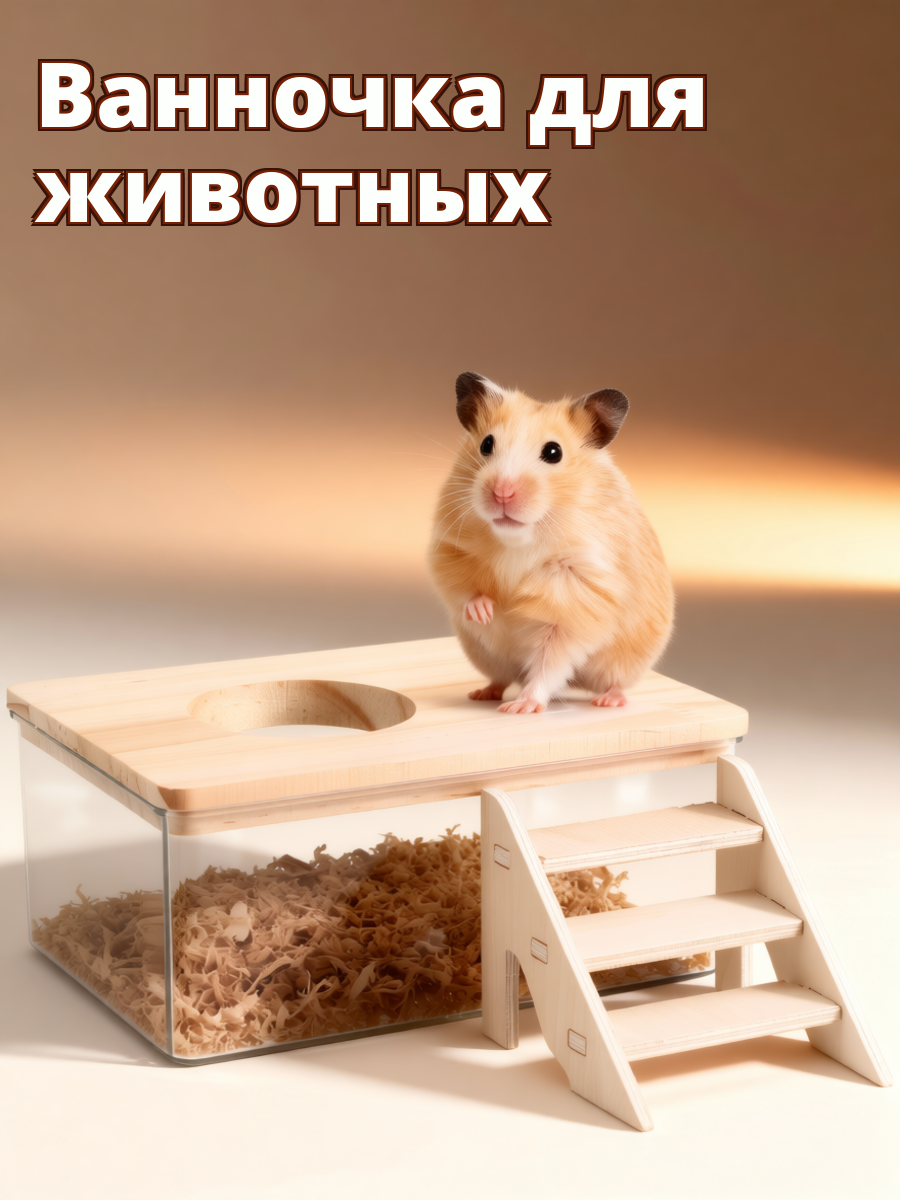 Прозрачный Контейнер Для Купания Хомяков С Лестницей 15.50X10.50X6.50Cm