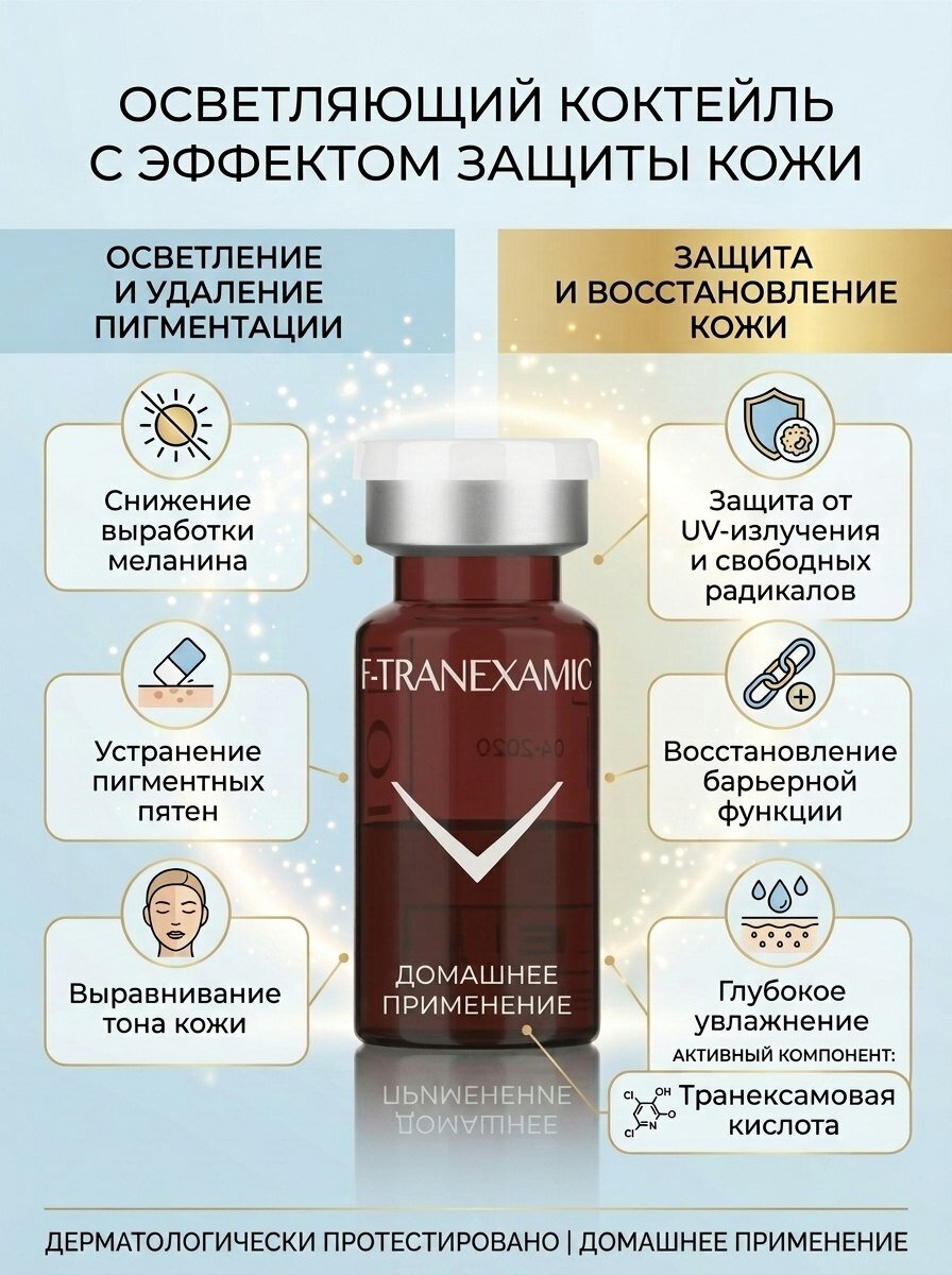 Fusion Mesotherapy F-TRANEXAMIC Осветляющий коктейль с эффектом защиты кожи, 5 мл
