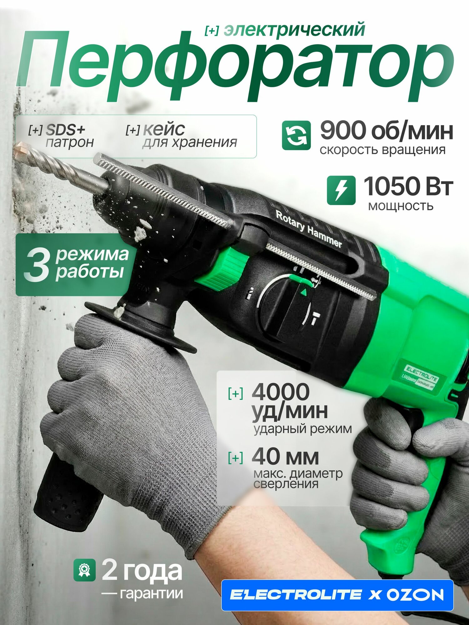 Перфоратор электрический Electrolite П 1050