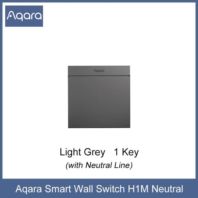 Смарт-выключатель на стене Aqara Smart Wall Switch H1M с нулевым проводом 6 цветов Беспроводной ключевой световой выключатель Zigbee 3.0 Многочисленные режимы управления Для Homekit — светло-серый 1 ключ
