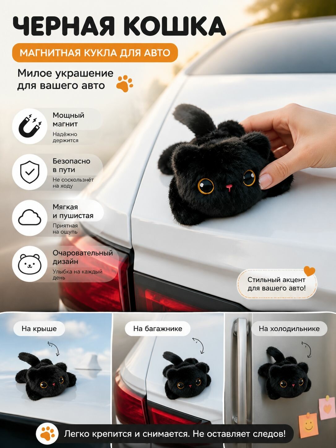 Магнитная плюшевая игрушка в виде автомобиля