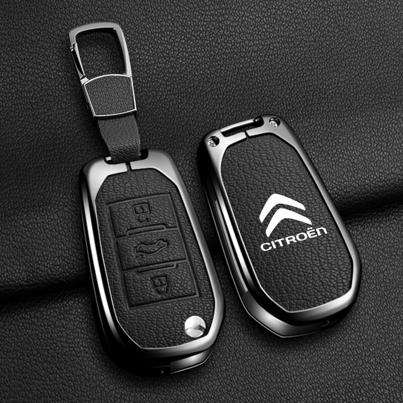 Ключевой брелок Citroen с черным гравированным рисунком и зажимом B01, кожаный материал, стиль Б