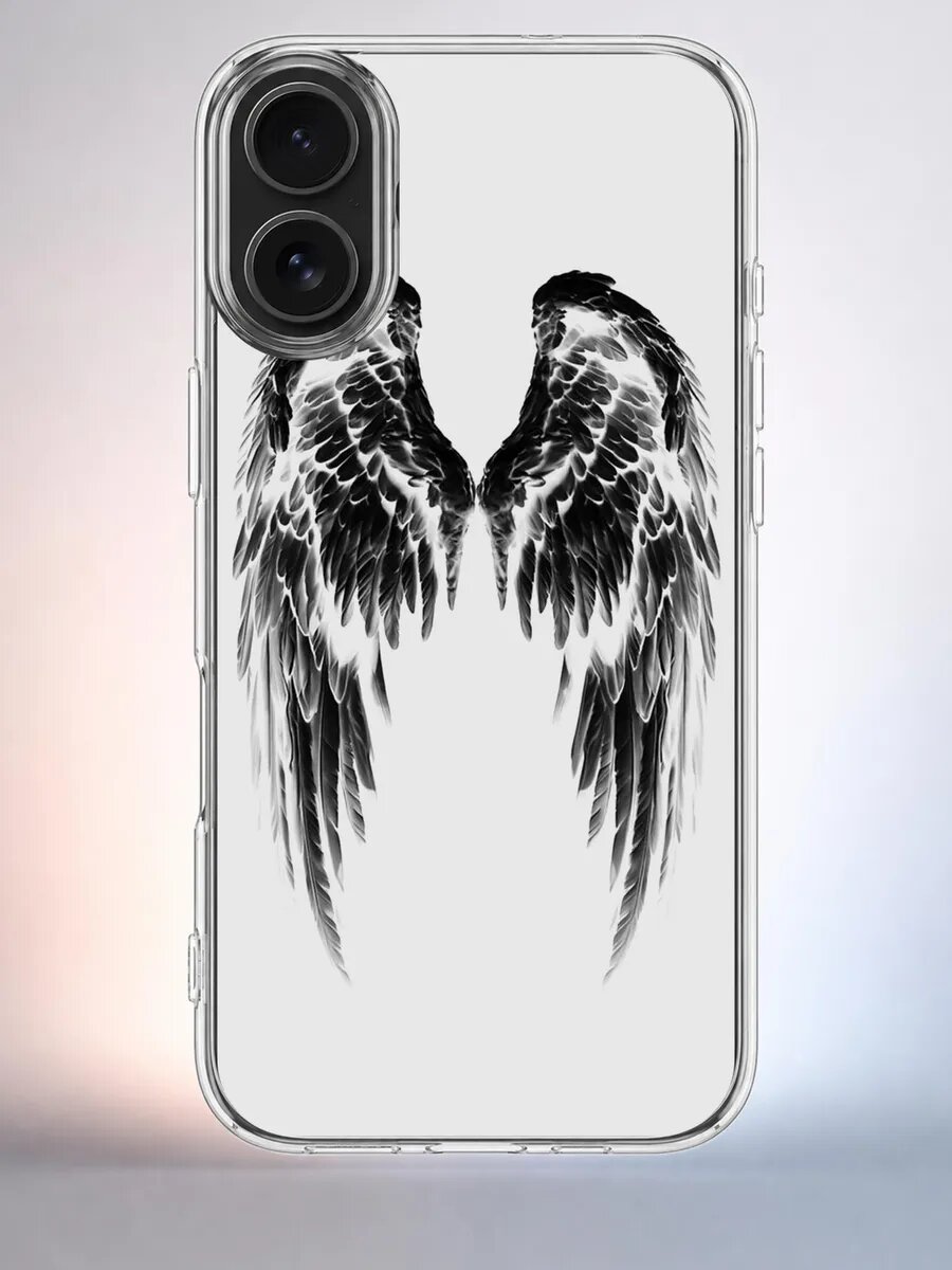 Чехол iPhone 16 ангельские крылья силиконовый прозрачный