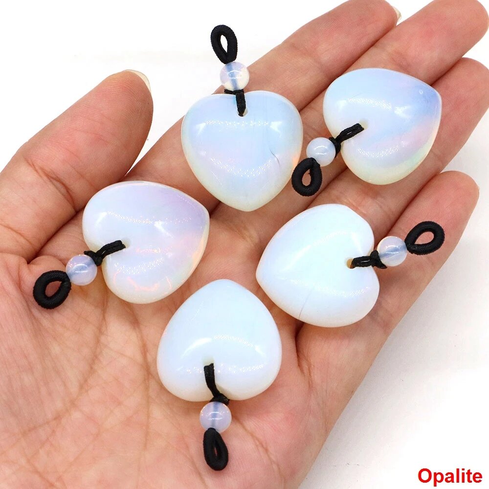 Сердечные подвески из натурального камня 24 мм 1PC, Opalite