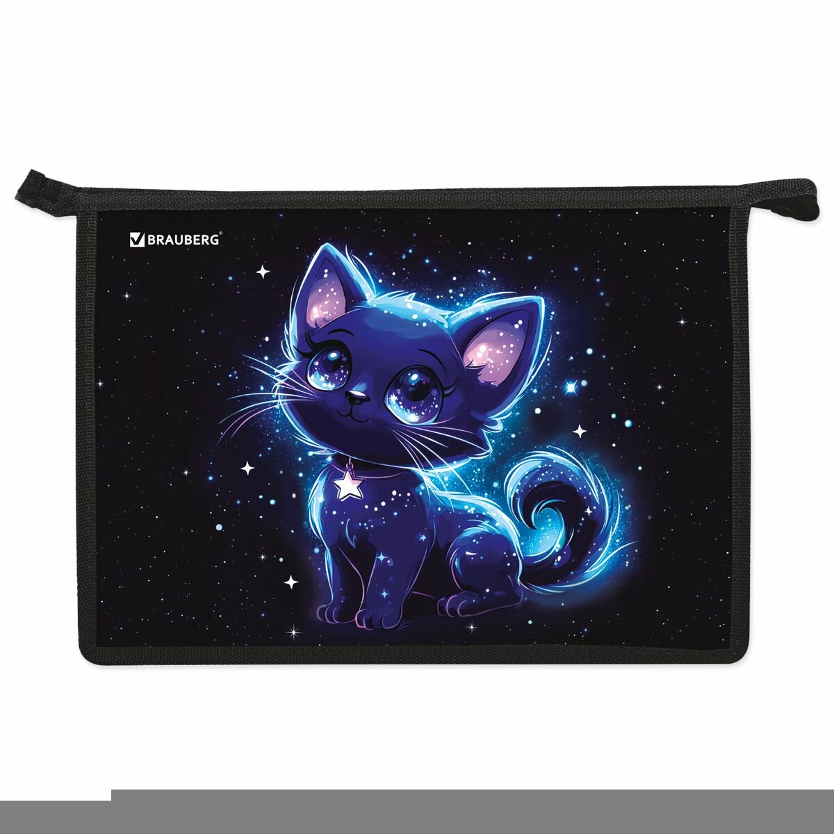 Папка для труда на молнии Brauberg А4, 2 отделения, органайзер, "Space kitten" (274531), 48шт.