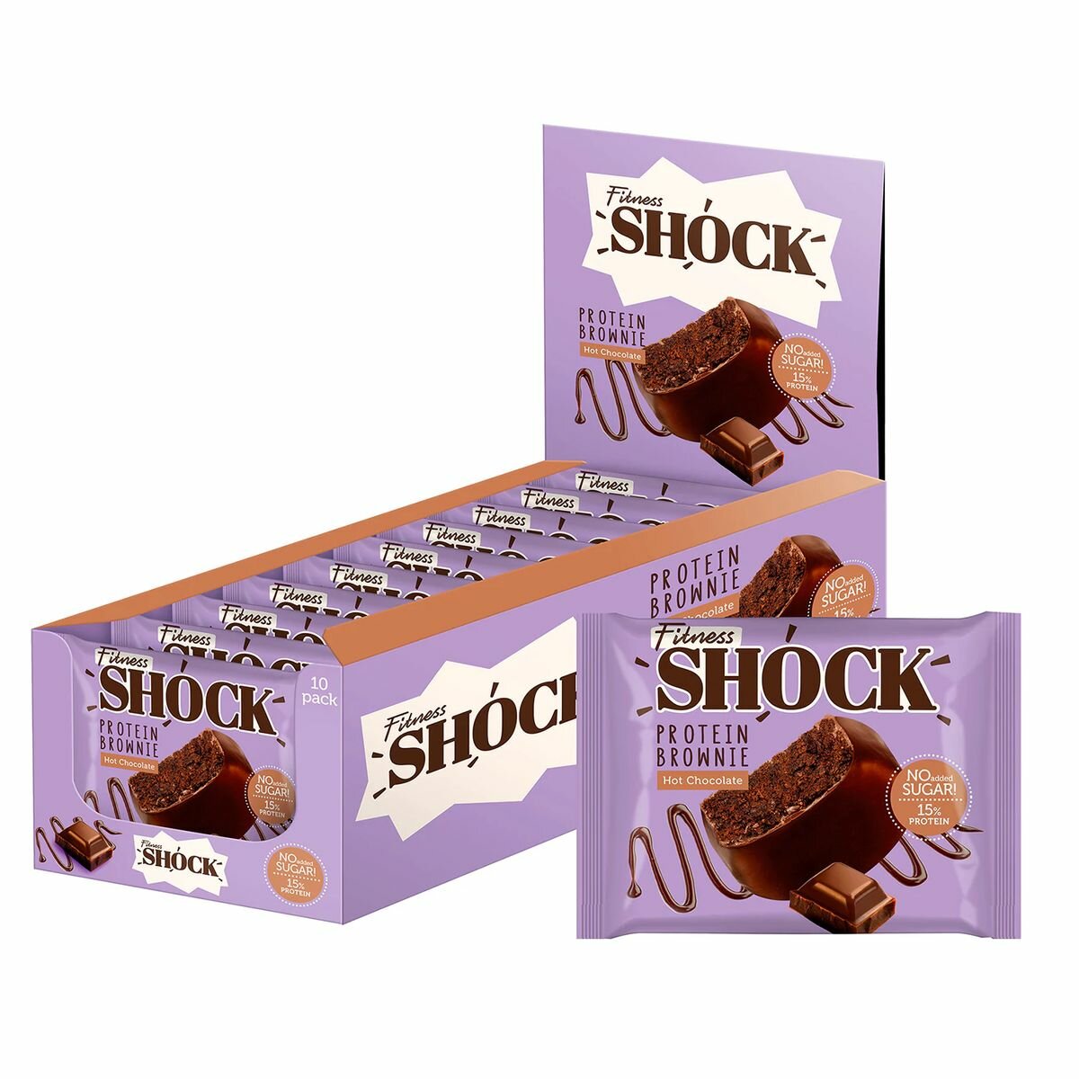 Печенье протеиновое FITNESSHOCK "Брауни. Горячий шоколад", 50г, 26673 (26673), 72 уп.