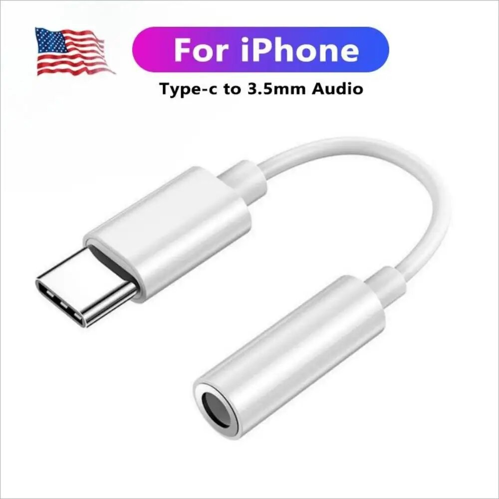 Адаптер AUX-Lightning, Аудиоконвертер 3,5 Мм Для iPhone 14/13/12/11 Pro Max 3.5mm Type-C White