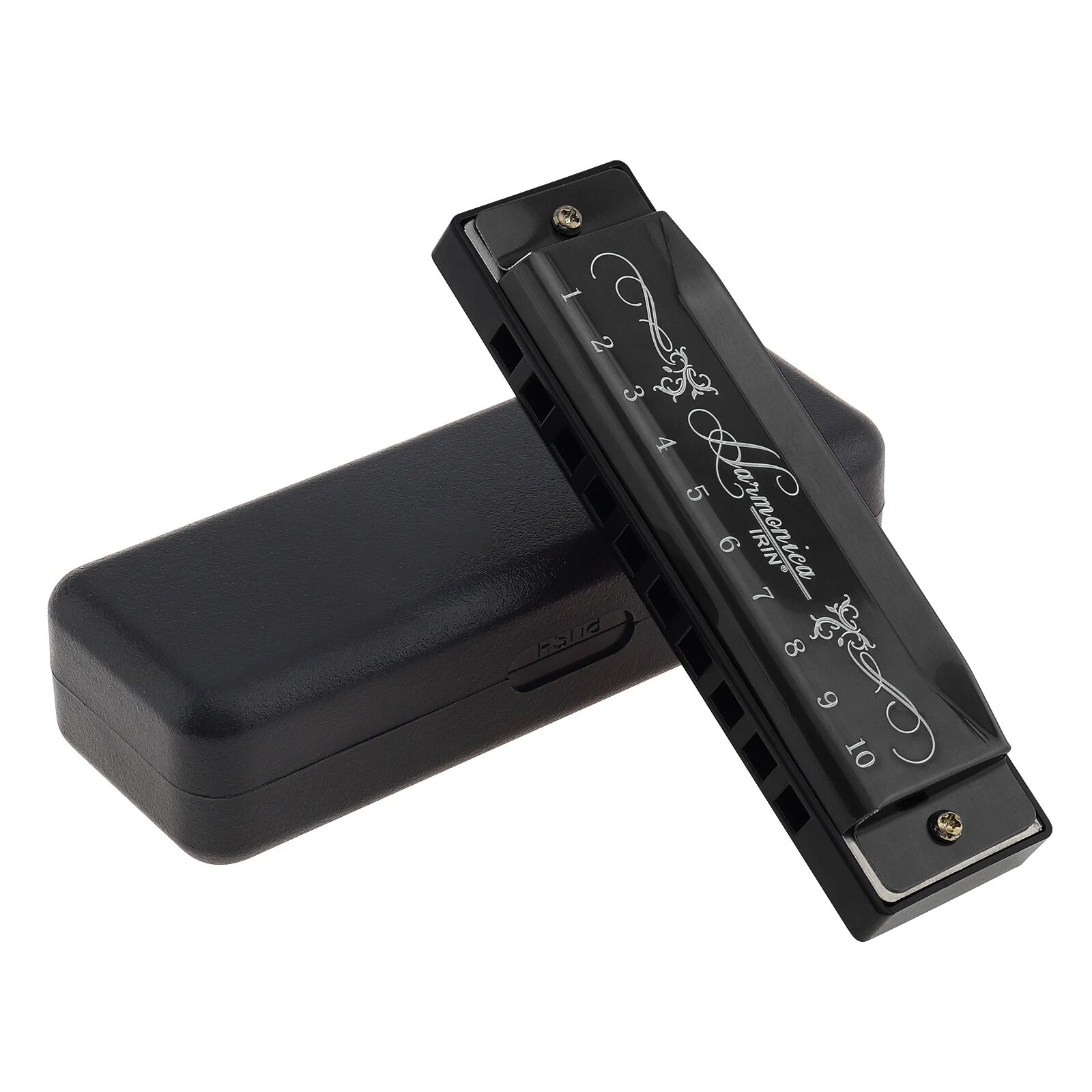 KeyC блюзовая губная гармошка 10 отверстий 10 тонов серебристого цвета Color-Black
