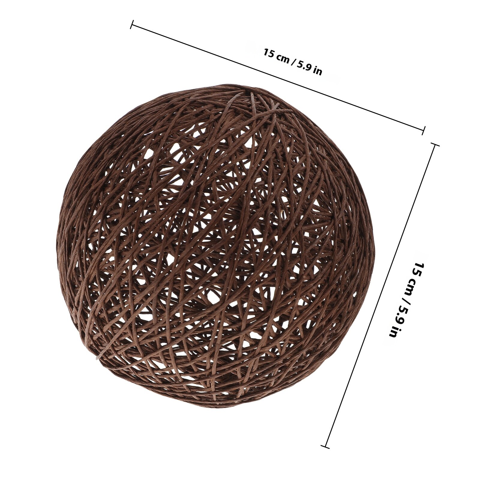 Ламповый Плафон Из Ротанга Сферический Коричневый 15.00X15.00X15.00Cm