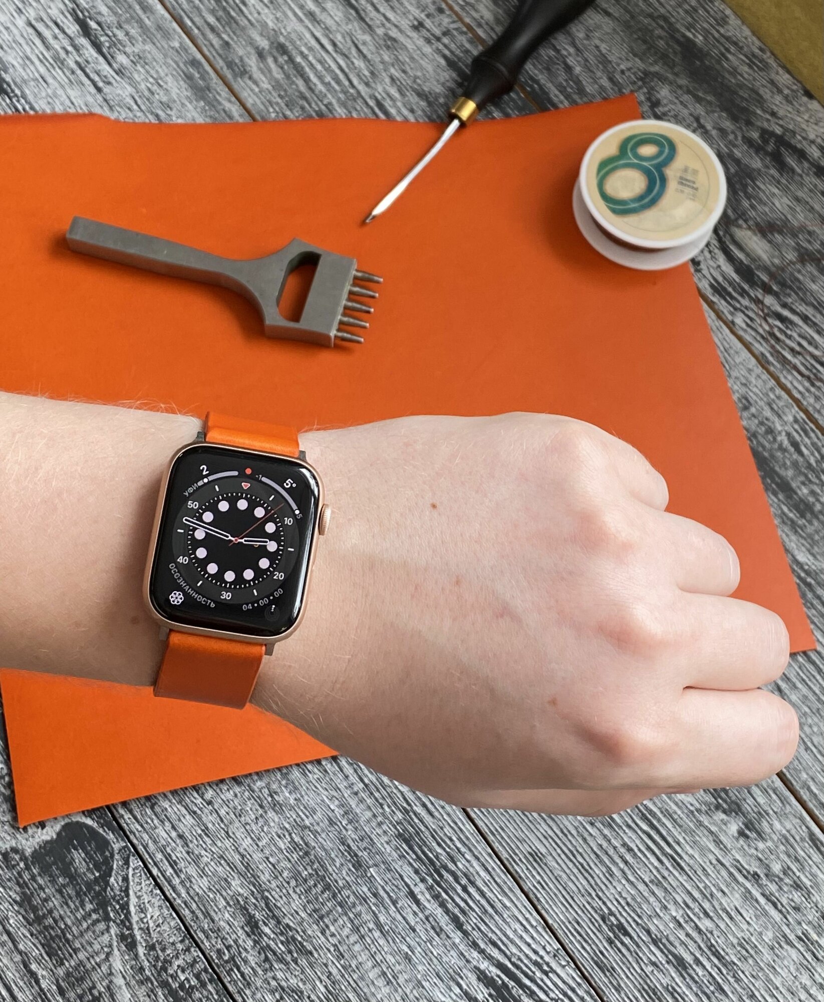 Кожаный ремешок для Apple Watch 42-44-45-46-49 мм и Ultra, ручной работы