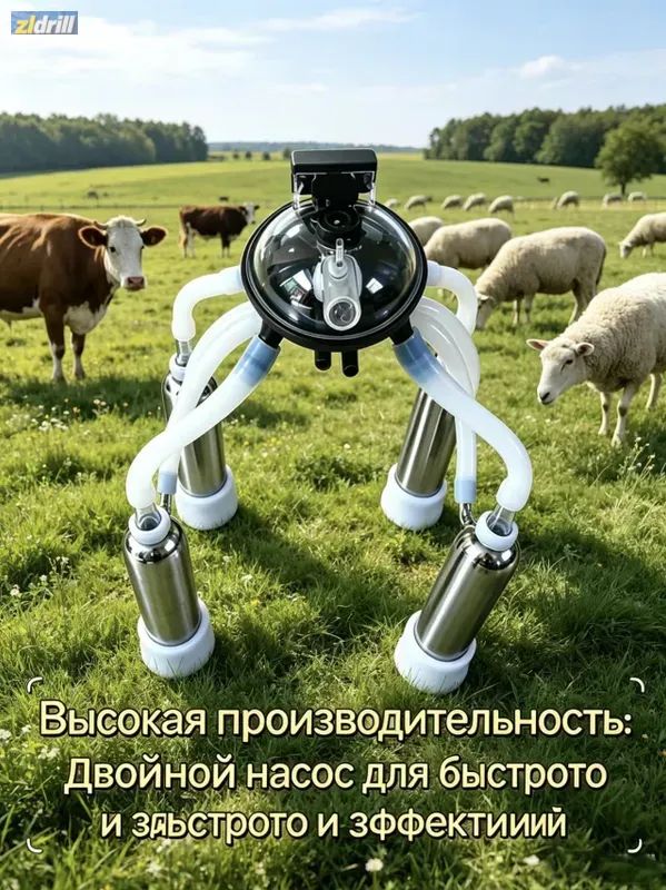 Подвесная доильная часть в сборе (для коров, попарное доение)Вакуумный поршневой доильный аппарат