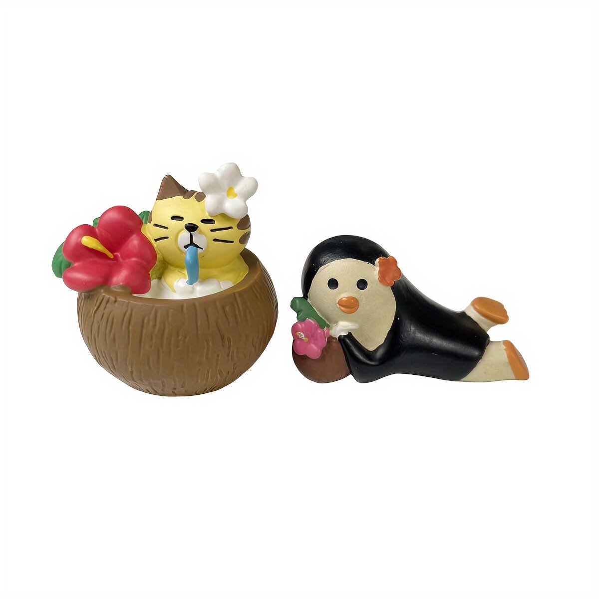 Миниатюрные фигурки кошек, 2 шт, модель B, тематика русалка и отдых, декор для вечеринок и подарок, из смолы