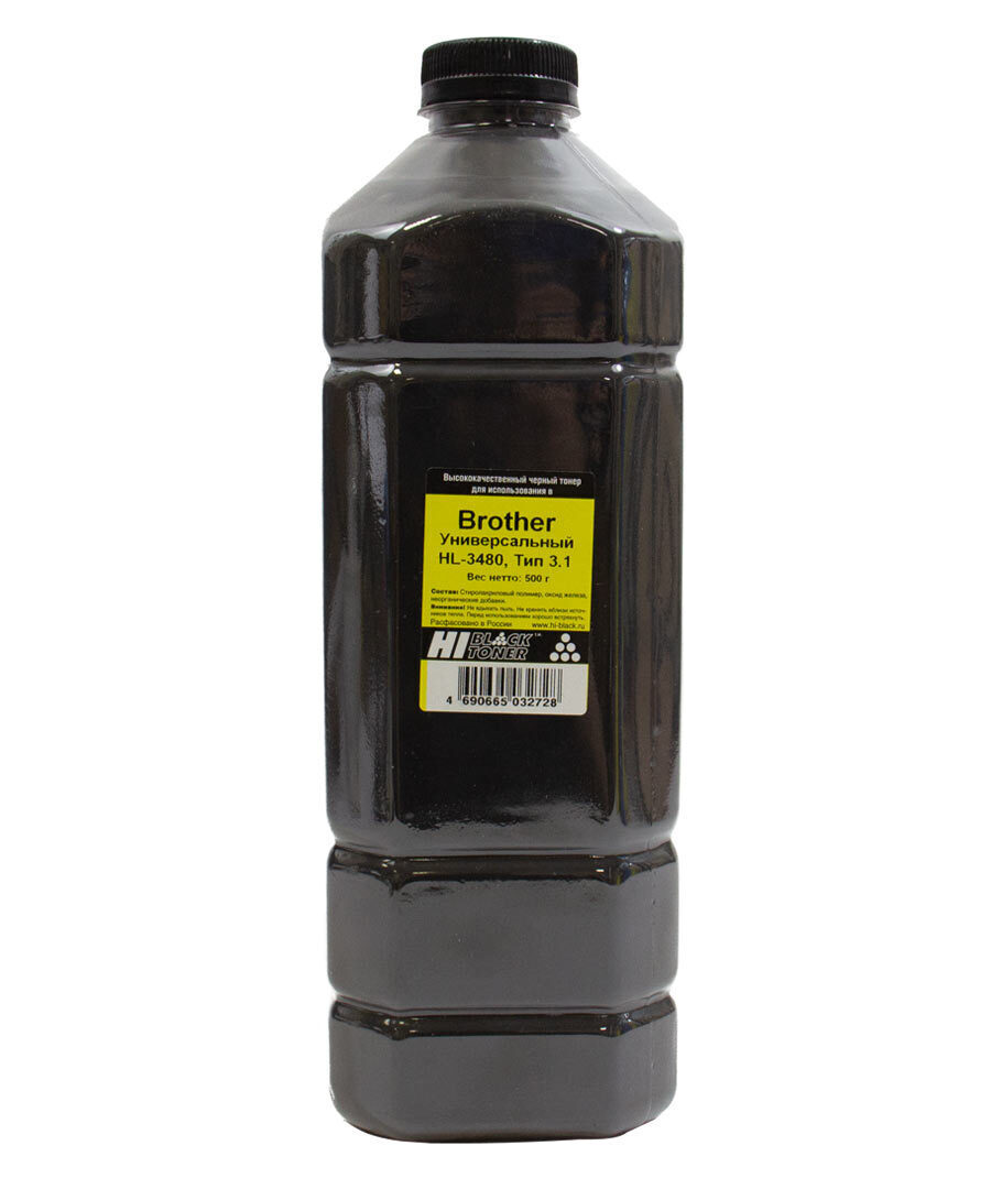 Тонер Hi-Black Универсальный для Brother HL-3480, Тип 3.1, Bk, 500 г, канистра